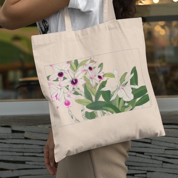 Bags | Vintage White Fuchsia Orchid Canvas Tote | Poshmark